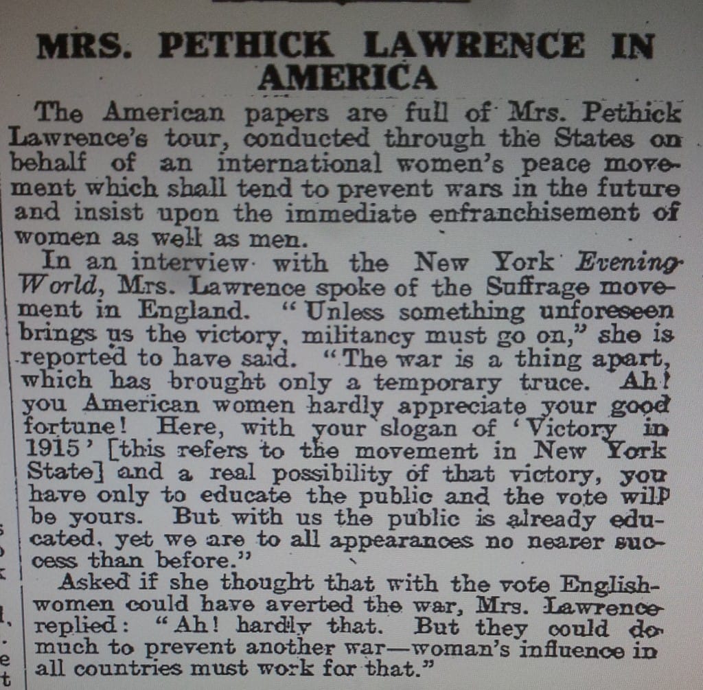 Emmeline Pethick-Lawrence in World War One