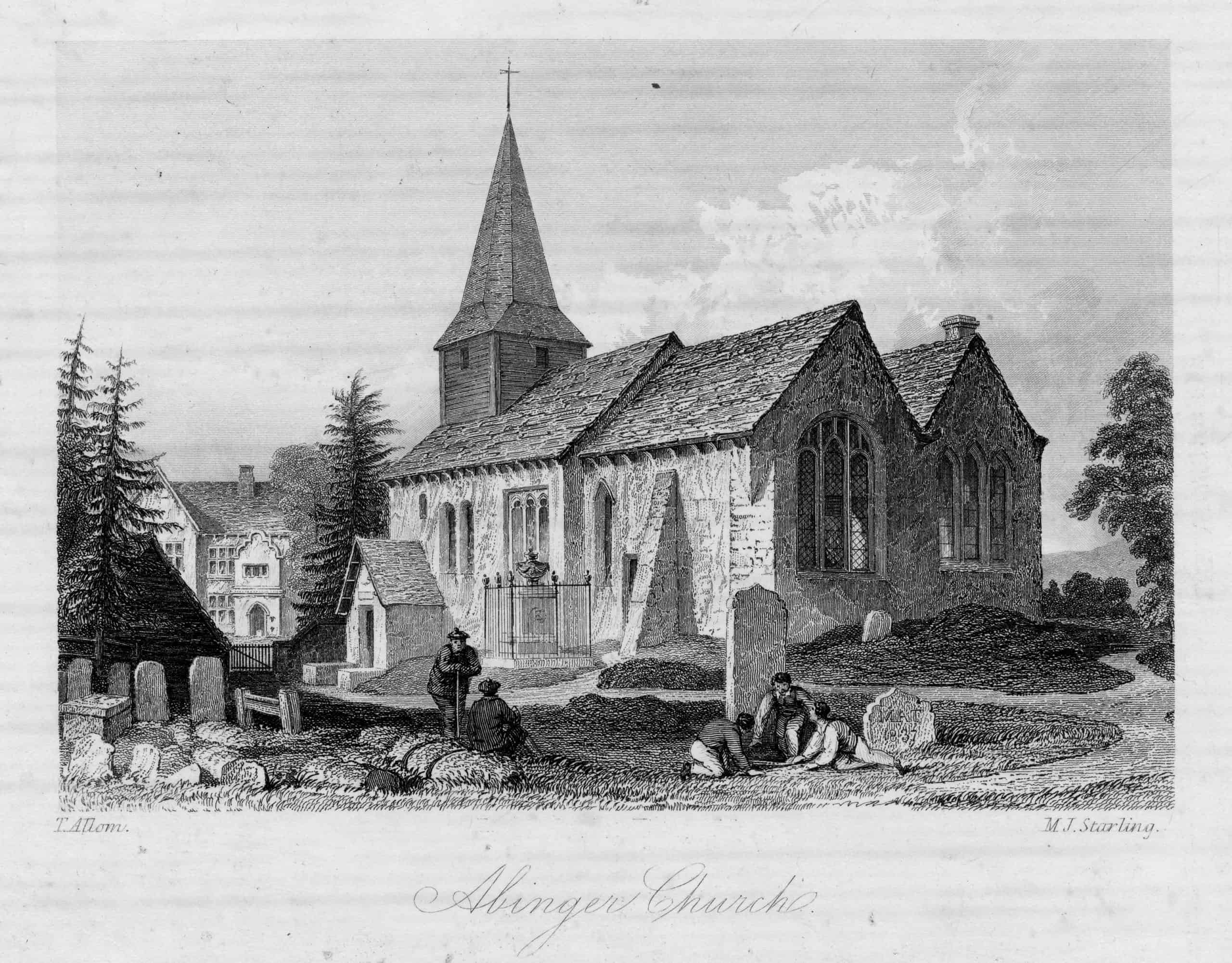 Abinger Church and Manor 1850 © Dorking Museum K3 - Dorking Museum ...