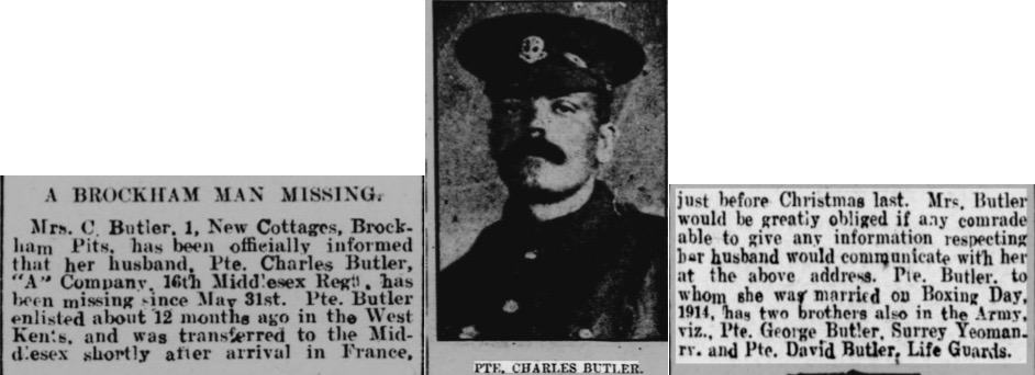 Charles Butler. Brockham Soldier. WW1