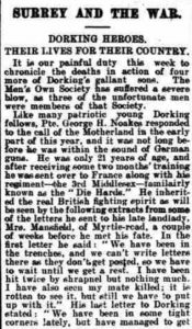 Private George Henry Noakes. Dorking Soldier. WW1