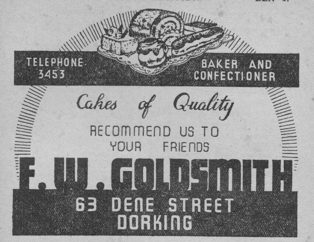 Goldsmith Bakers Advert 1950 - Dorking Museum & Heritage Centre
