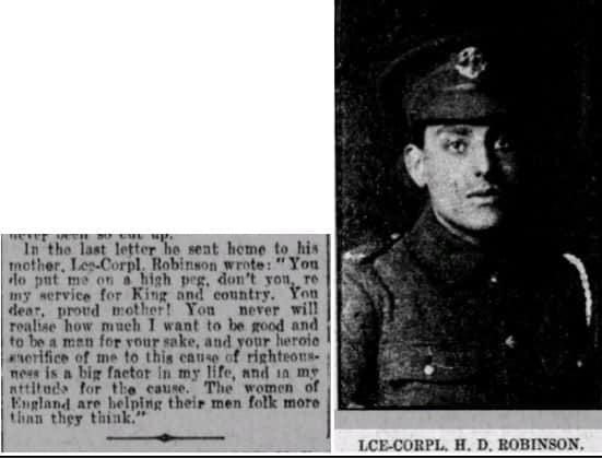 Harold Robinson Death Notice Surrey Mirror Pt. 2 © Findmypast.co.uk ...