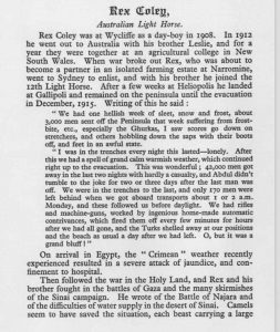 Harry "Rex" George Coley. Dorking Soldier. WW1