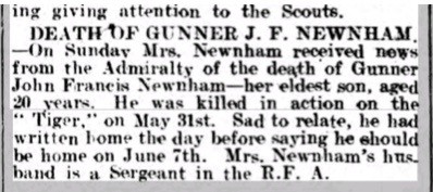 Gunner John Francis Newnham. Dorking Soldier. WW1