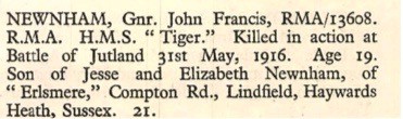 Gunner John Francis Newnham. Dorking Soldier. WW1