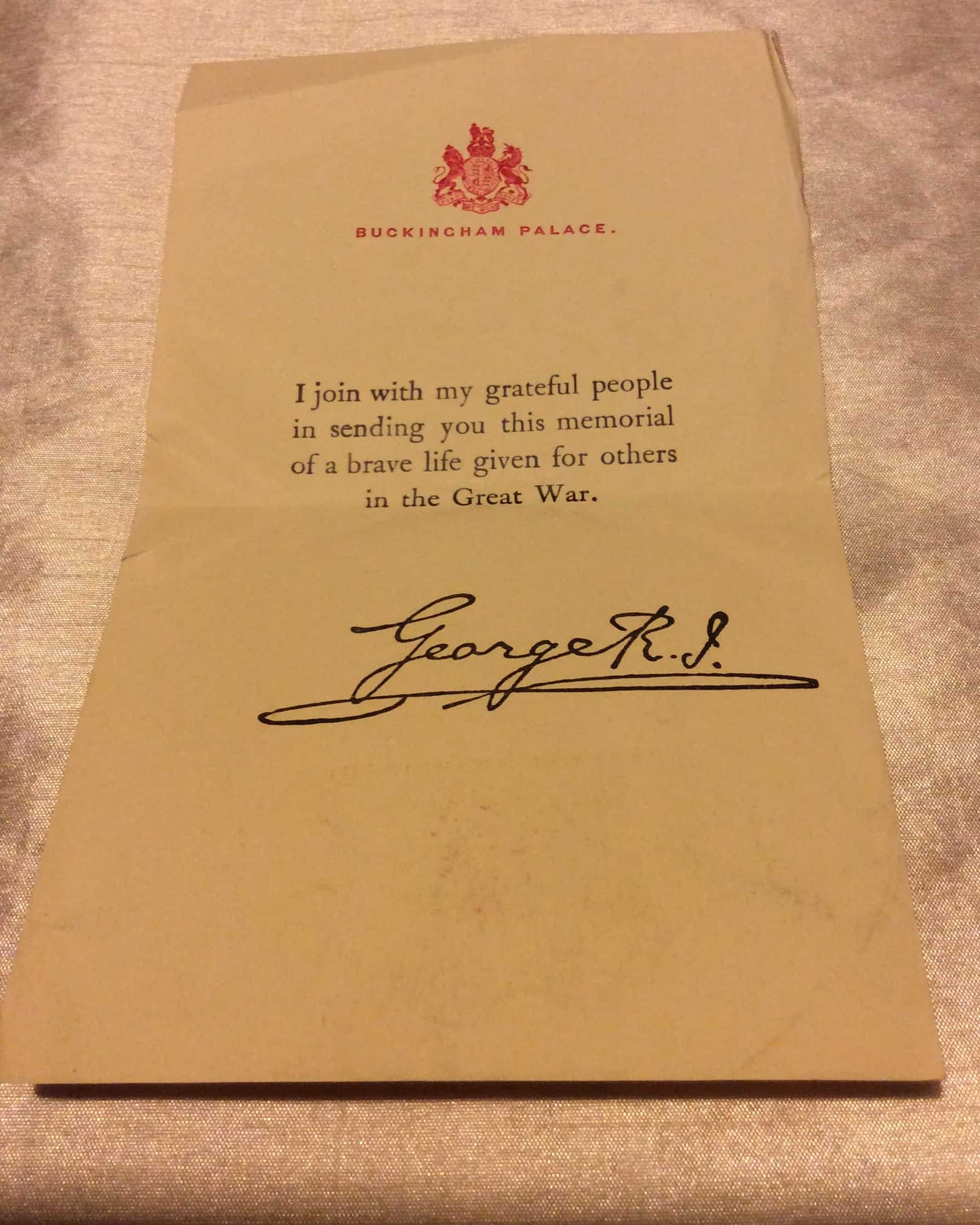 King George V letter to Cockerell Family © Carol Herriott - Dorking ...