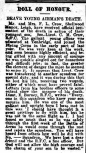 Maurice Crow Death Notice 1 © Dorking Advertiser findmypast.co.uk ...