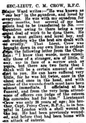 Charles Maurice Crow. WW1. Dorking Airman