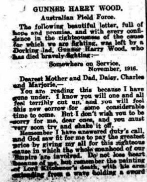 Henry Wood. Dorking Soldier. WW1