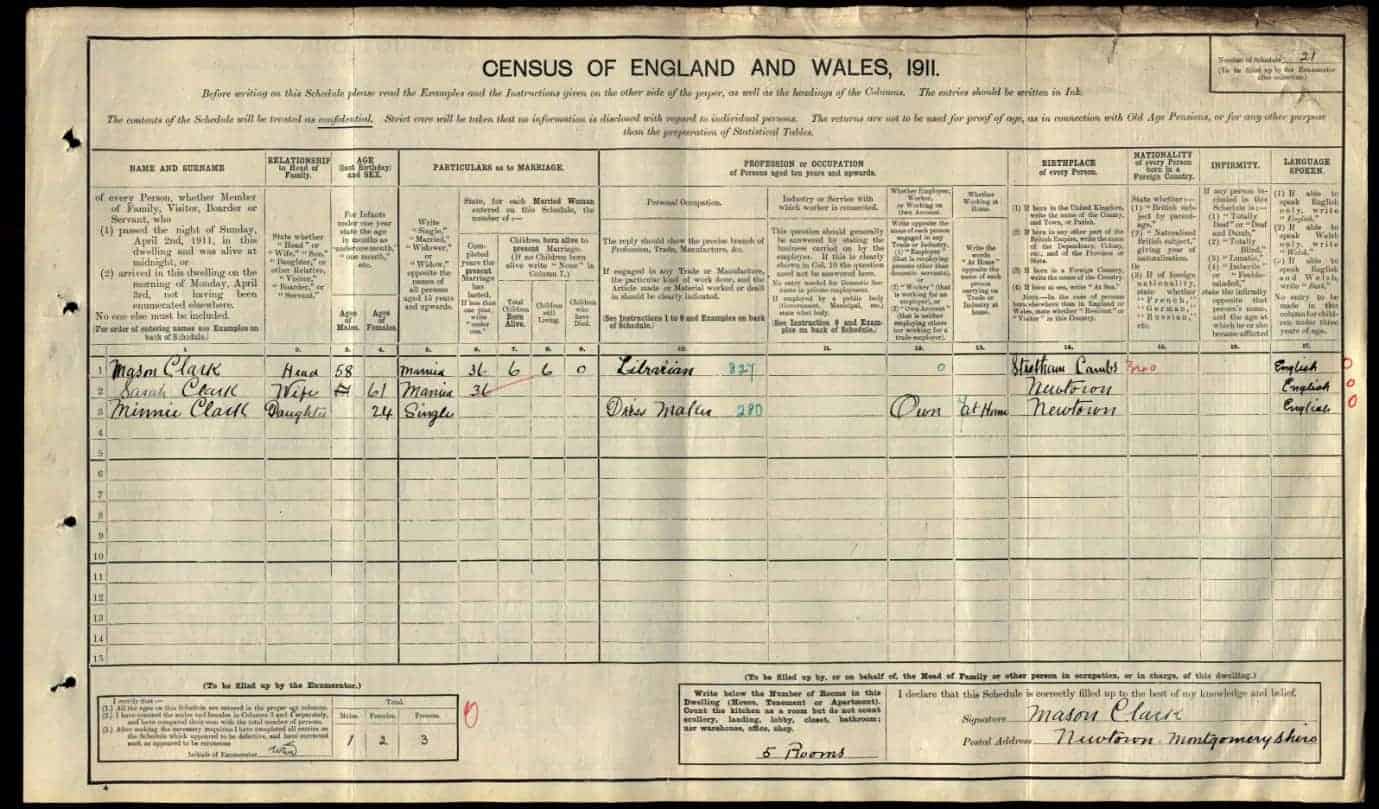 Sarah Clark 1911 Census © Ancestry.co.uk - Dorking Museum & Heritage Centre