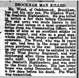Stephen Ward Death Notice Dorking Advertiser © findmypast.co.uk ...