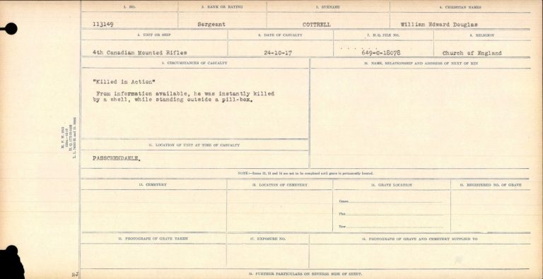 William Edward Douglas Cottrell. Dorking Soldier. WW1